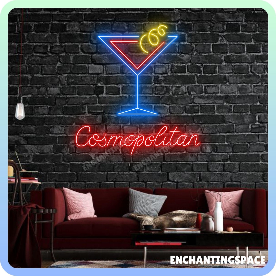 Cosmopolitan Neon Sign, Cocktail Bar Led Light, Cocktail Club Light ...