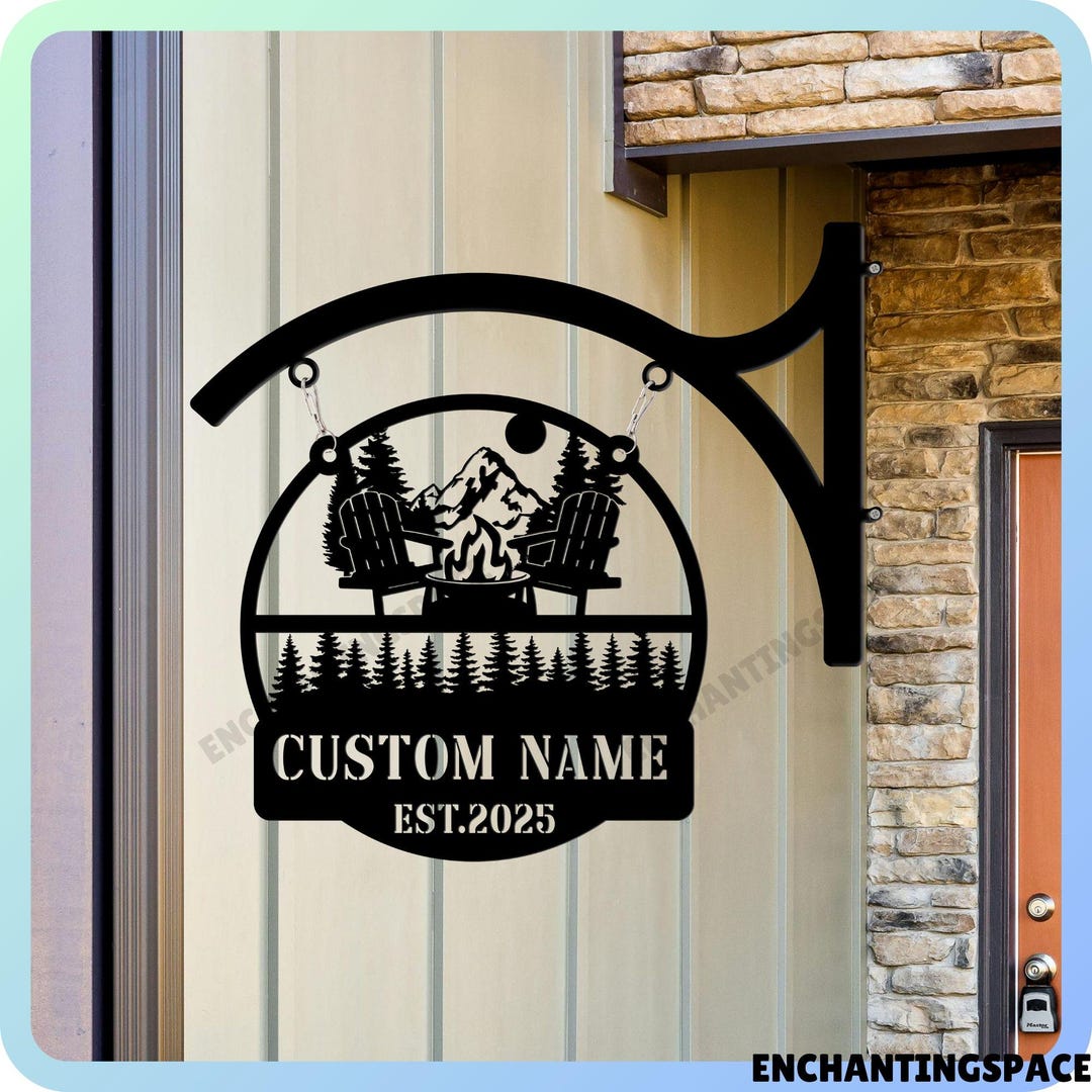 Personalized Hanging Camping Metal Sign, Campfire Outdoor Hanging Sign ...