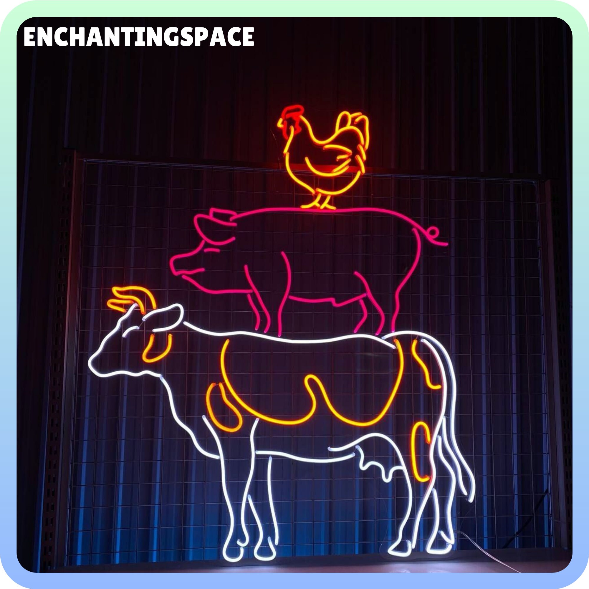 Cow Pig Chicken Neon Sign, Cow Led Light, Pig Neon Light, Chicken Neon ...