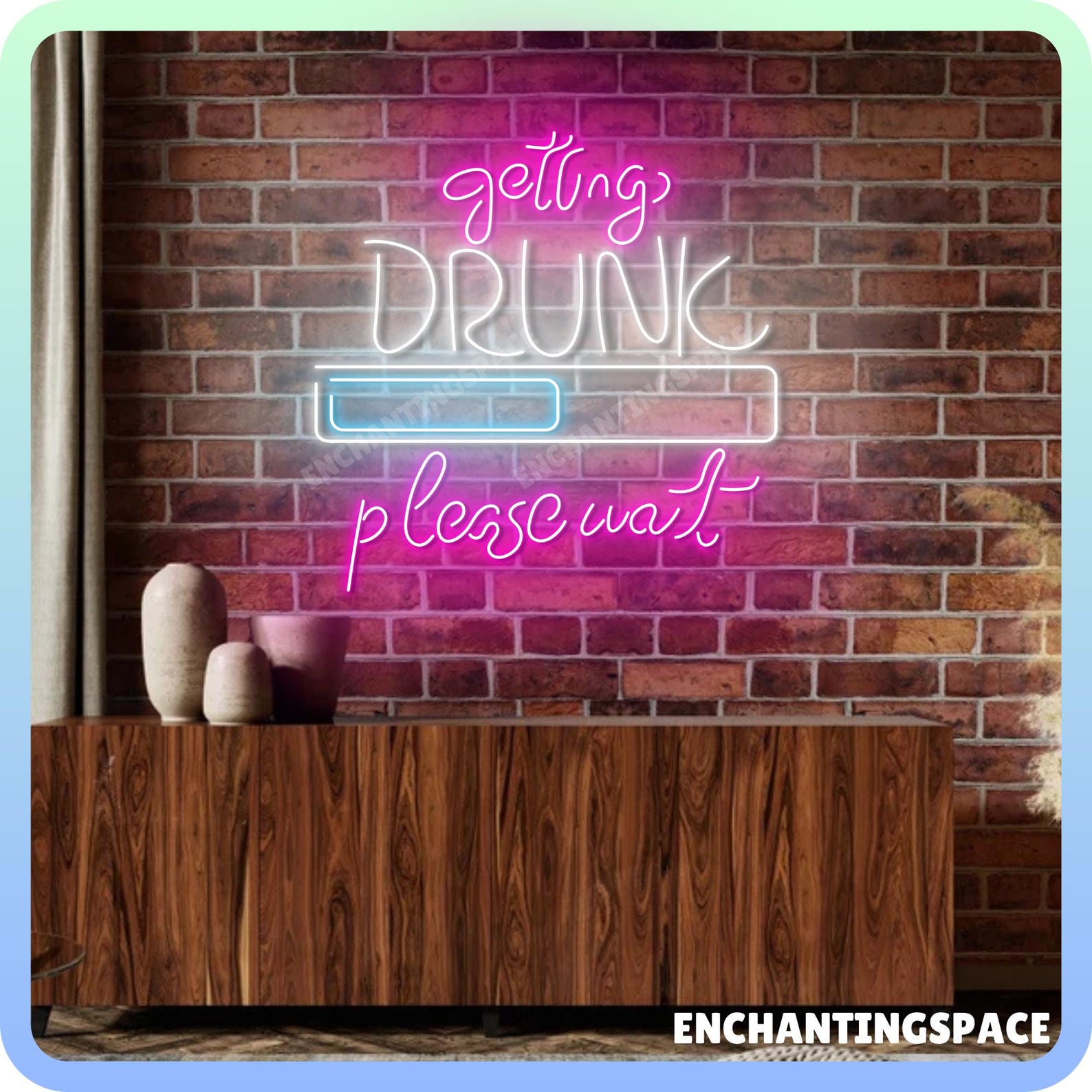 Getting Drunk Please Wait Neon Art Signboard, Bar Pub Led Sign Wall Art ...