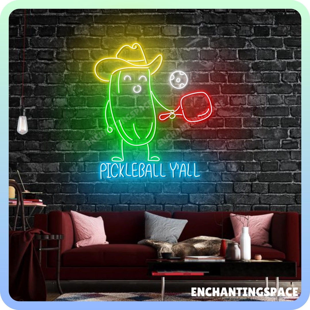 Pickleball Y'all Neon Sign, Pickleball Club Neon Light Wall Art ...