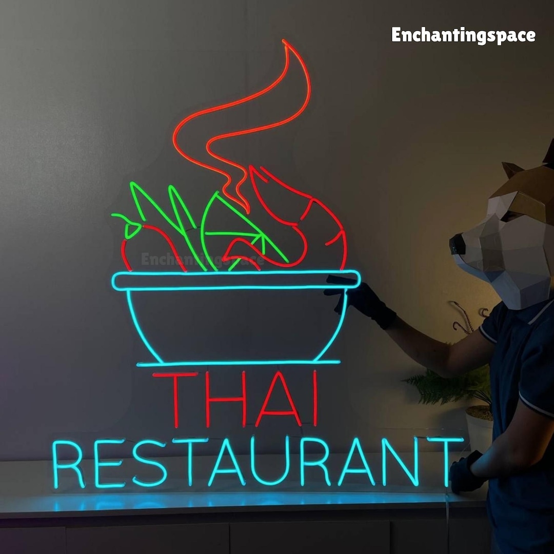 Custom Thai Food Neon Sign Wall Decor, Led Light Open Sign for Thai ...
