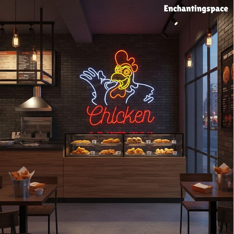 Chicken Neon Sign, Fried Chicken Led Light Sign, Custom Neon Sign ...