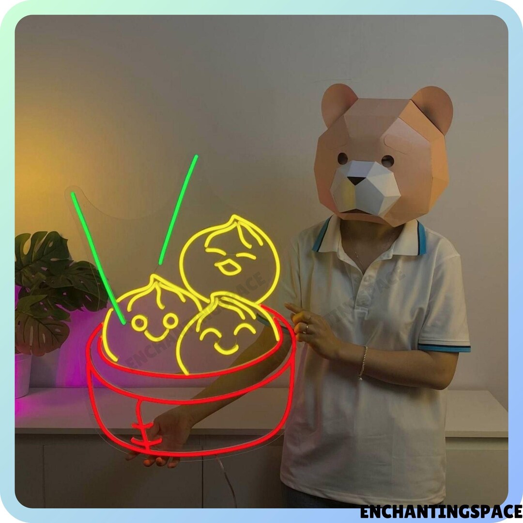 Dimsum Neon Sign Wall Art, Dimsum Led Light Up, Custom Chinese Dumpling ...