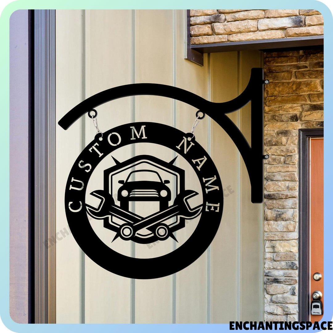 Custom Garage Metal Hanging Sign, Garage Store Front Sign, Blade Sign ...