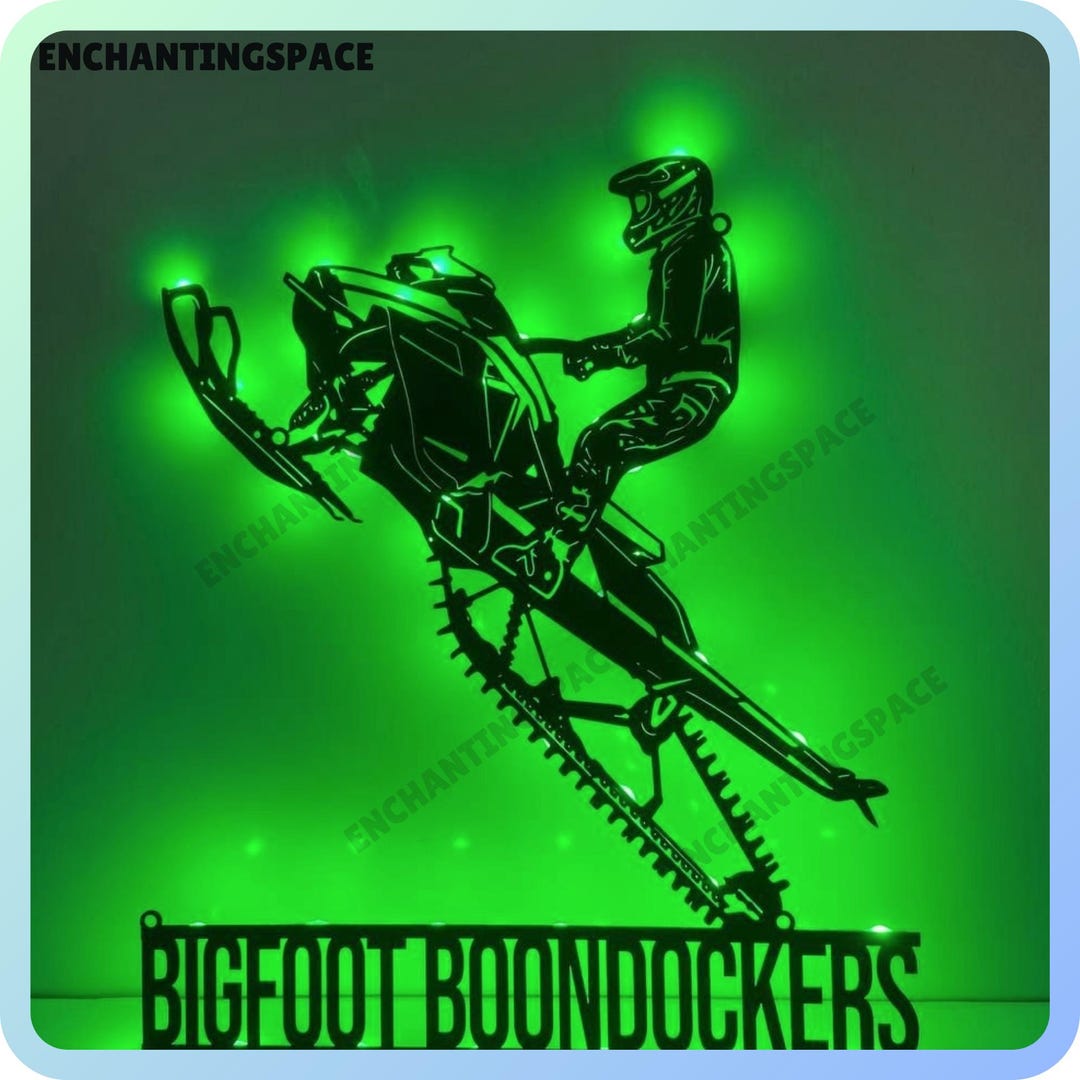 Customized Snowmobile Wall Art LED Light, Personalized Winter Sport ...