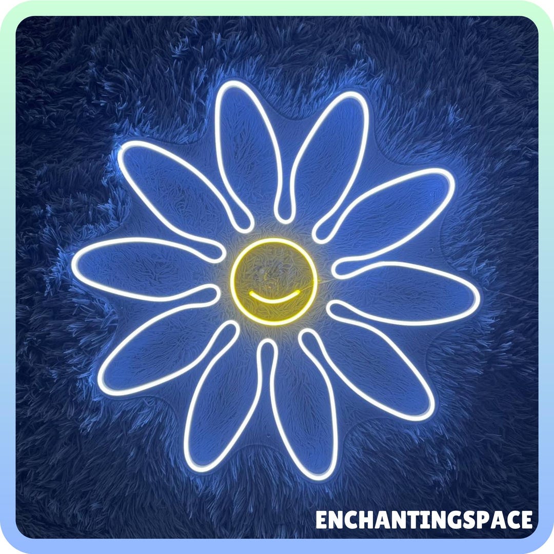 Daisy Flower Neon Sign, Basic Daisy Led Signage, Flower Store Led Light ...