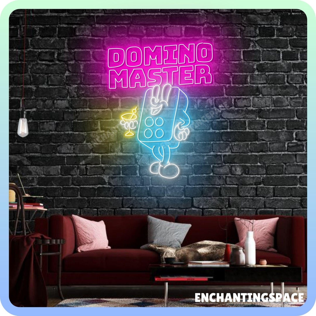 Domino Master Neon Sign, Domino Master Led Sign, Domino Room Led Light ...