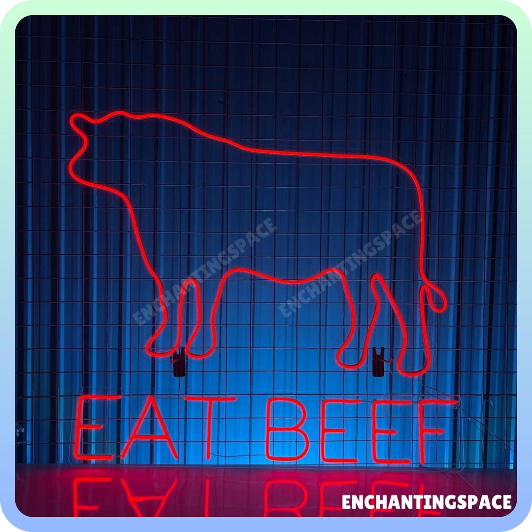 Eat Beef Neon Sign, Eat Beef Led Light for Meat Shop, Butcher Shop Led ...