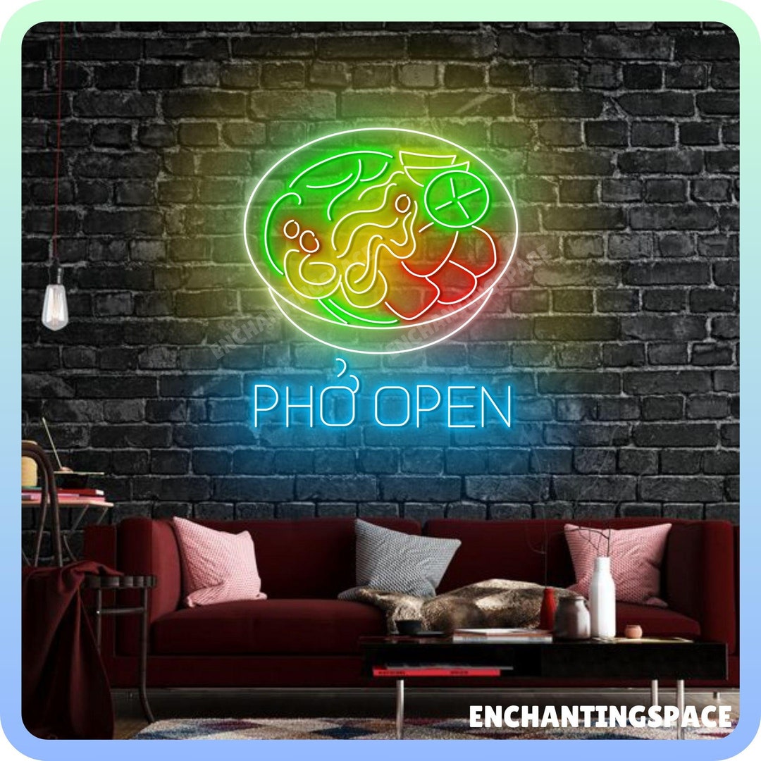 Pho Open Neon Sign, Welcome Sign Vietnamese Pho Led Light, Open Sign ...