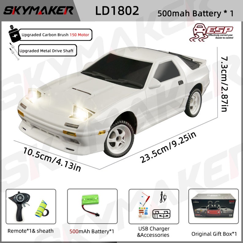 AE86 and RX7 Remote Controlled Drift Car 1/18 Scale, 2.4G Remote ...