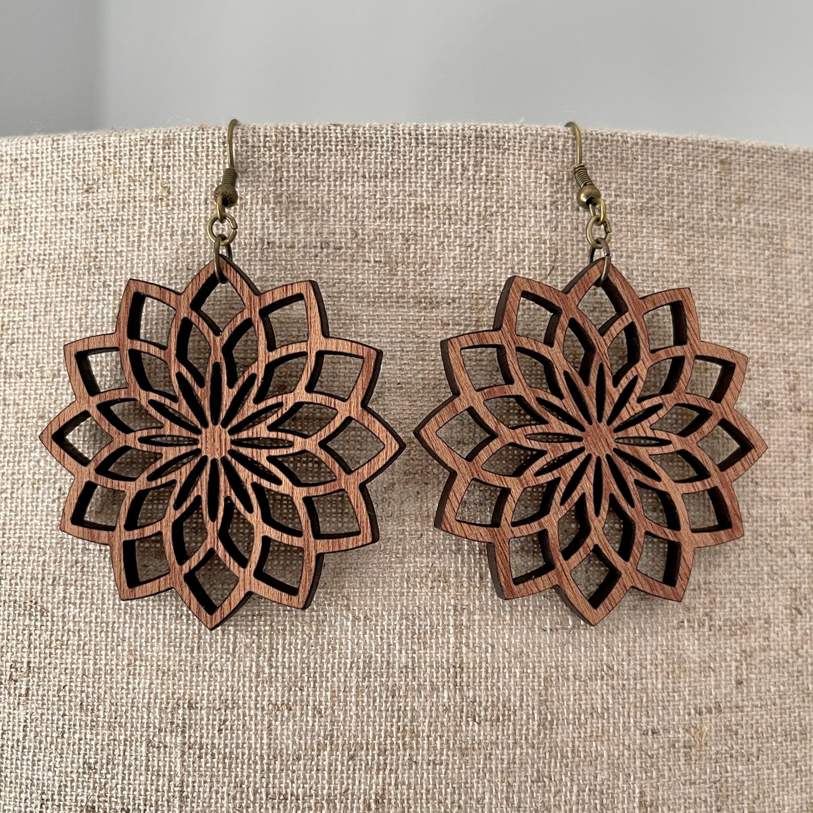 Mandala Earrings Earrings Mandala Wood Earrings Wood | Etsy