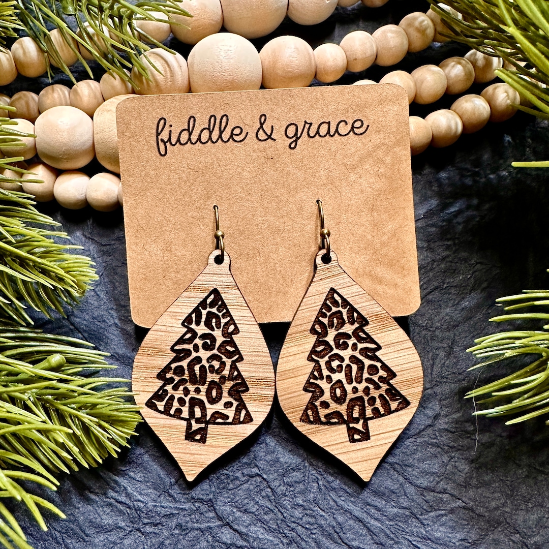 Christmas Earrings | Christmas Tree Earrings | Leopard Earrings ...