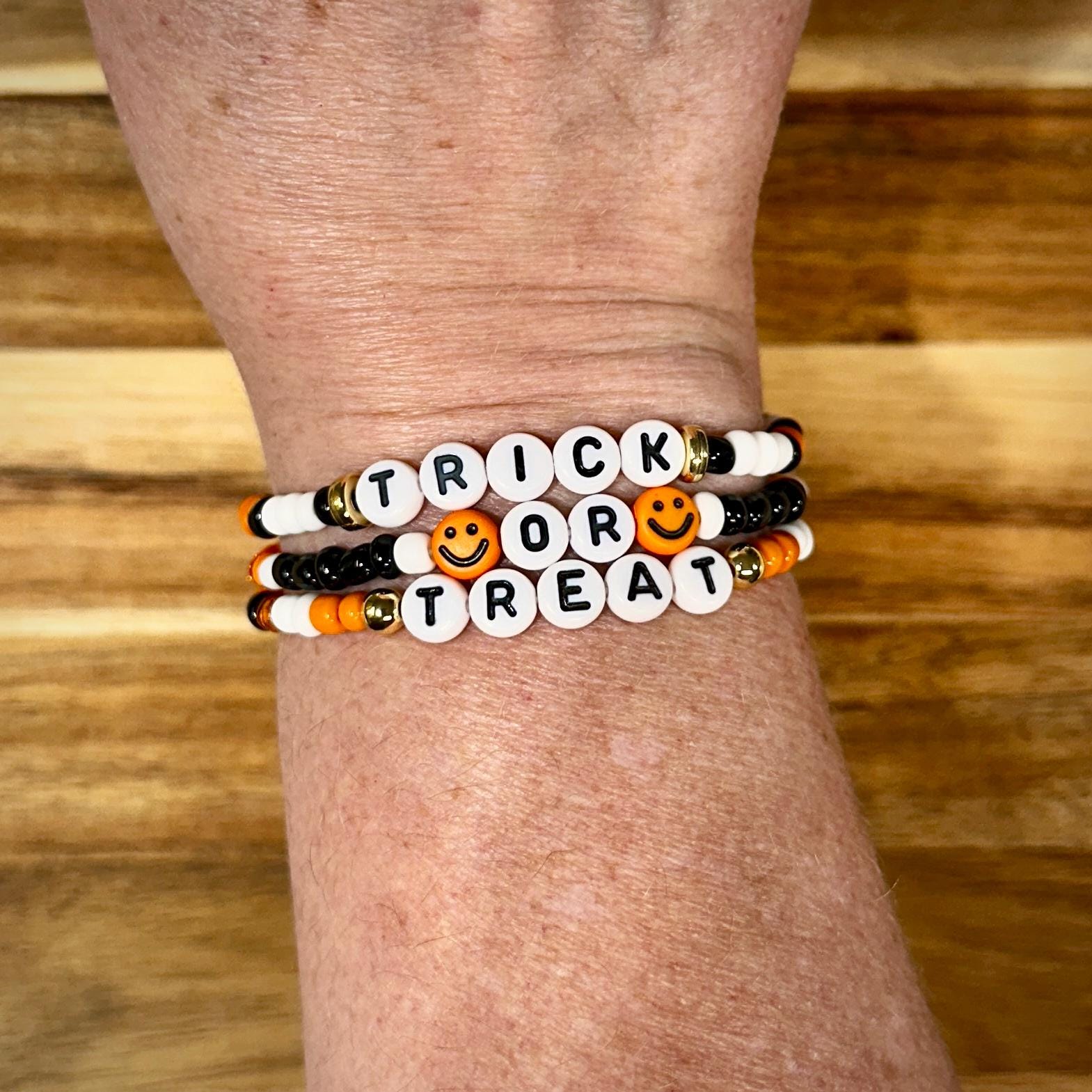 Halloween Beaded Bracelets Stack Trick Treat - Etsy