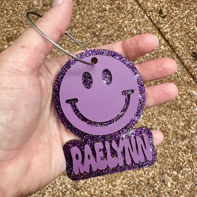 Personalized Acrylic Backpack Tag: Smiley Face Design - Etsy