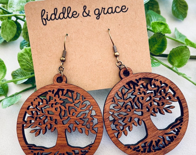 Tree of Life Earrings Tree of Life Wood Earrings Tree - Etsy