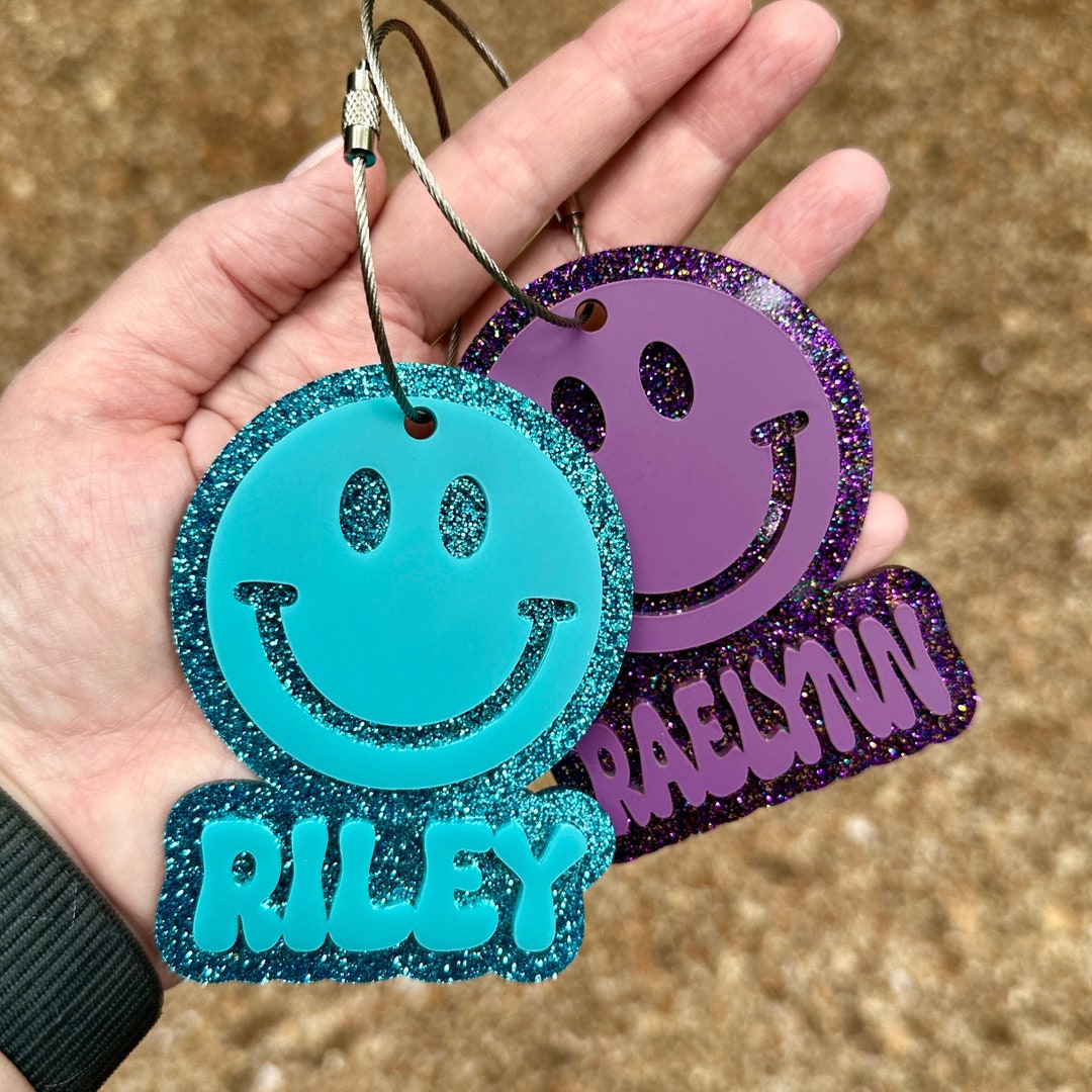 Personalized Acrylic Backpack Tag: Smiley Face Design - Etsy