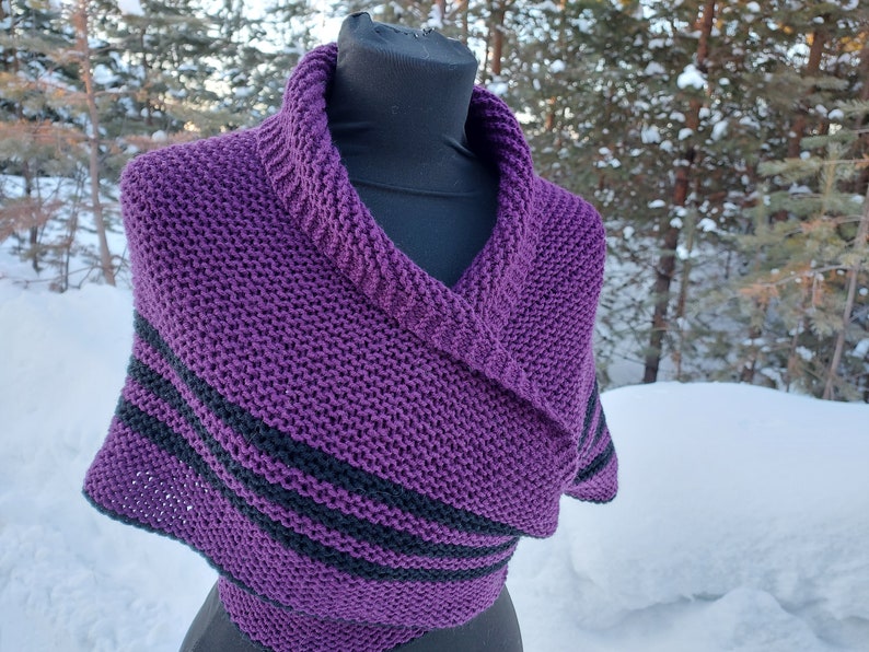 Purple Outlander Shawl, Large Outlander Wrap, Warm Triangular Cape ...