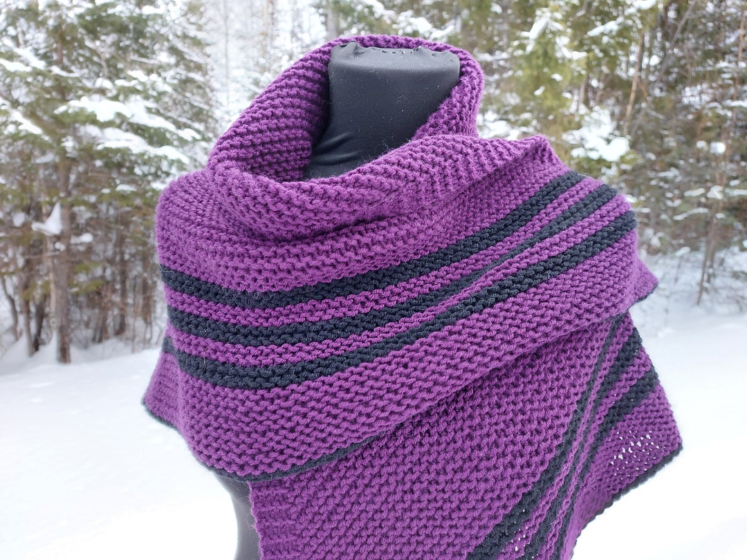 Purple Outlander Shawl, Large Outlander Wrap, Warm Triangular Cape ...