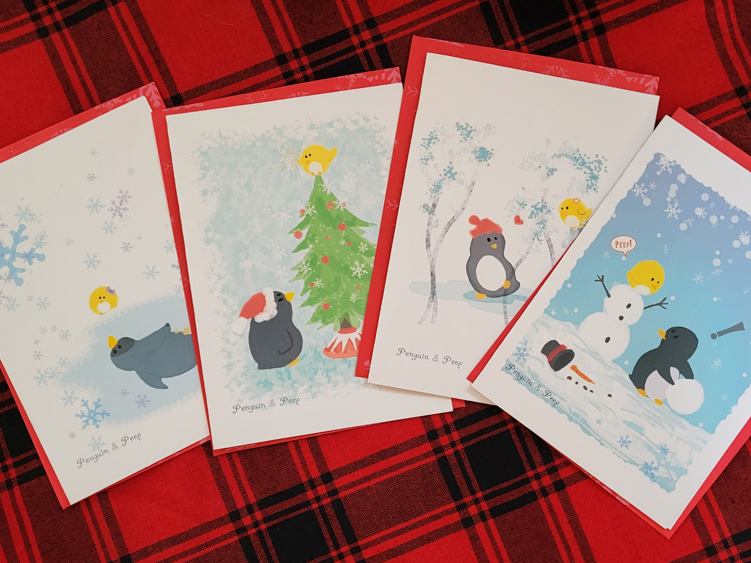 Penguin & Peep Christmas Card Set 1 - Etsy
