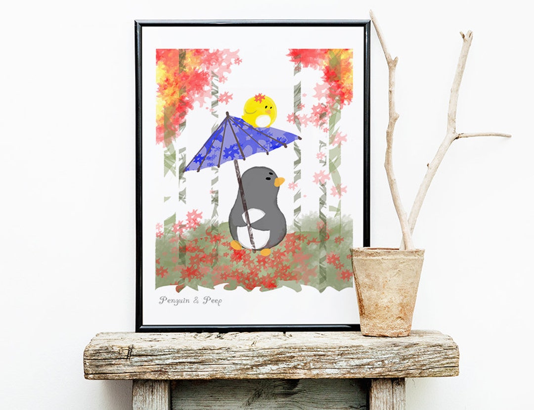 Penguin & Peep Japanese Garden Stroll | Art Print | 8x10 | 13x19 - Etsy