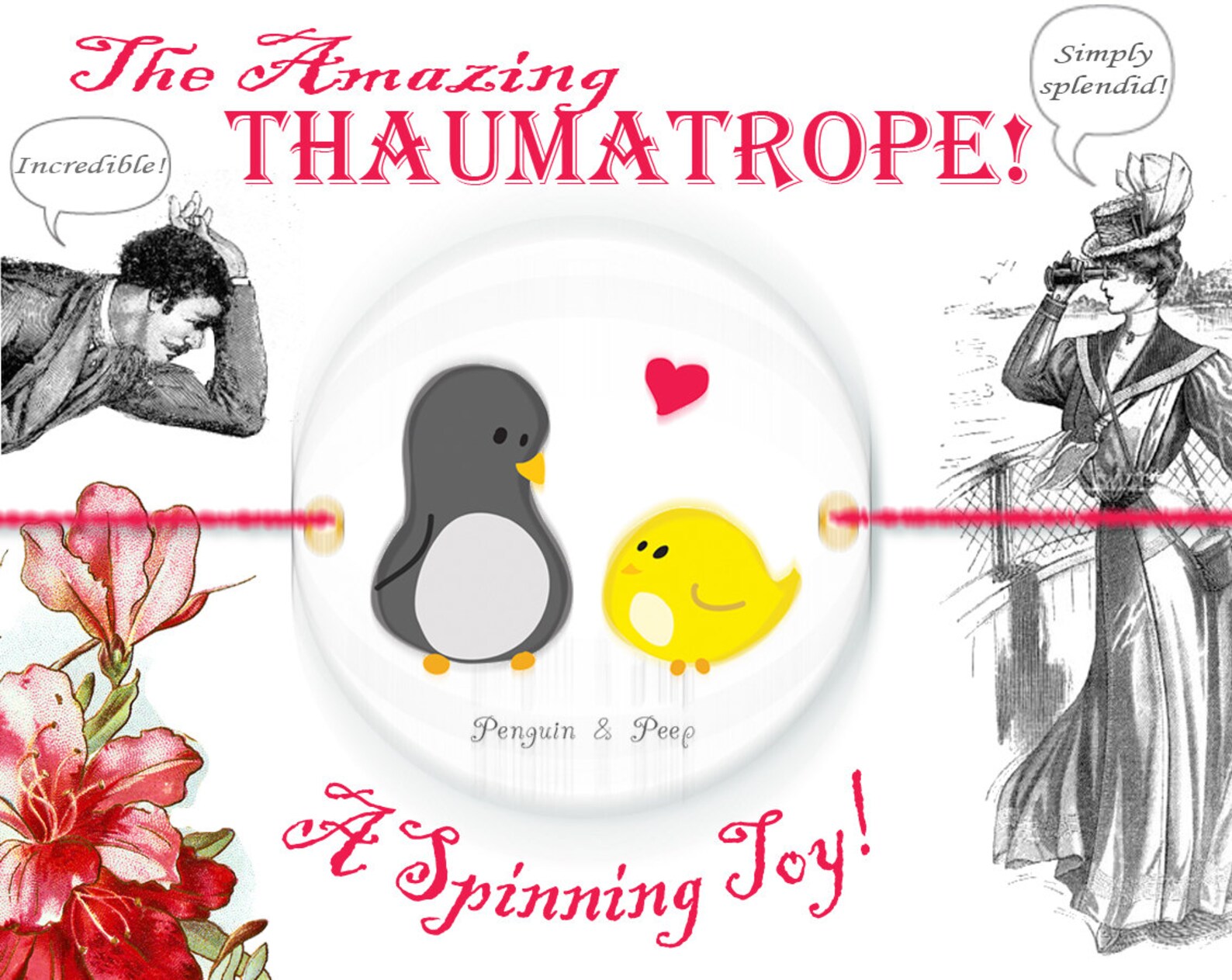 Thaumatrope Penguin & Peep Party Favor Animation Spinner - Etsy
