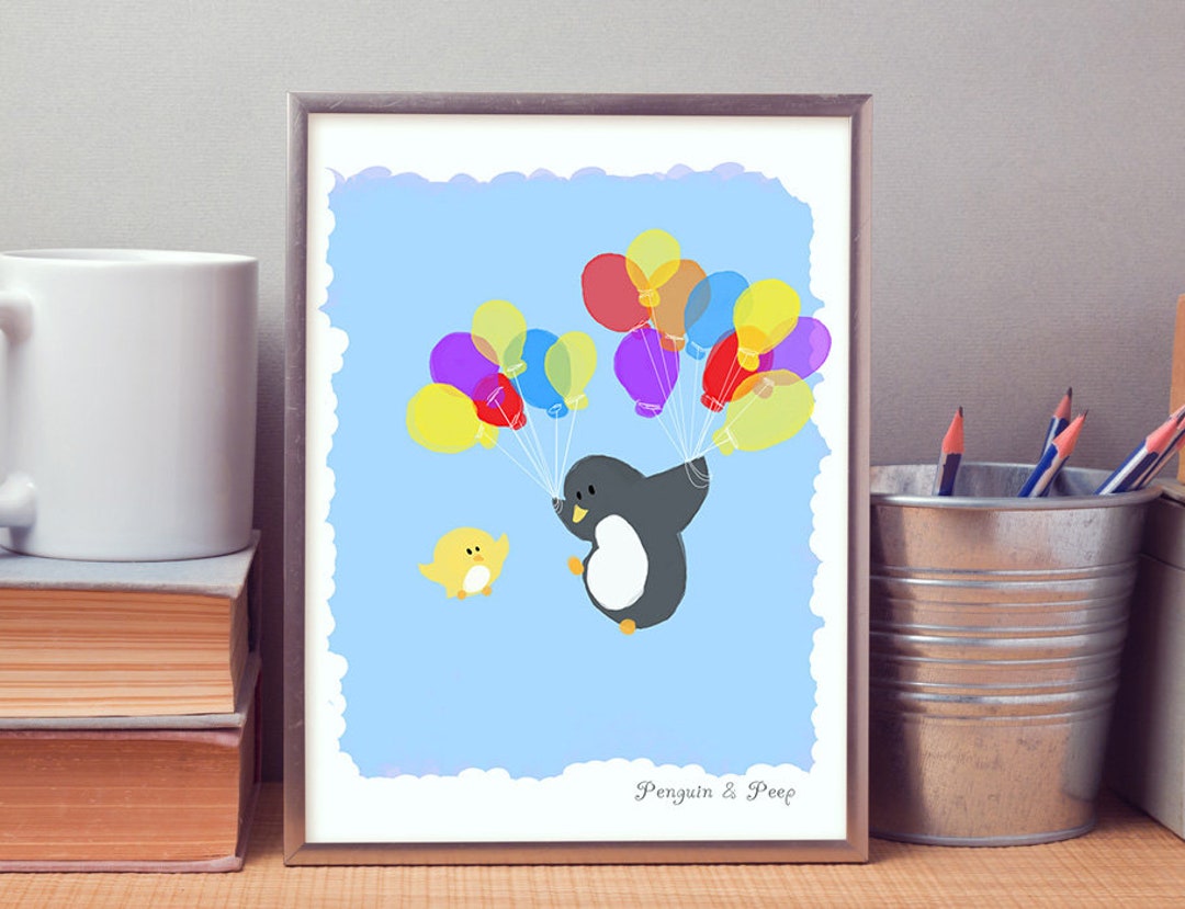 Penguin & Peep Balloons | Art Print | 8x10 | 13x19 - Etsy