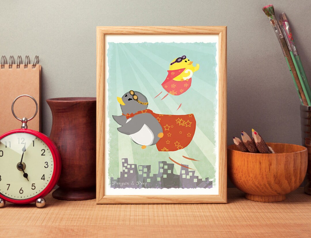 Penguin & Peep Heroes | Art Print | 8x10 | 13x19 - Etsy