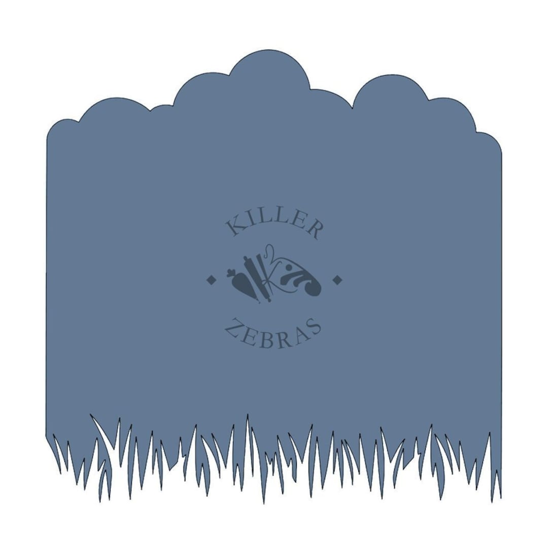 Cloud and Grass Line Stencil - Etsy