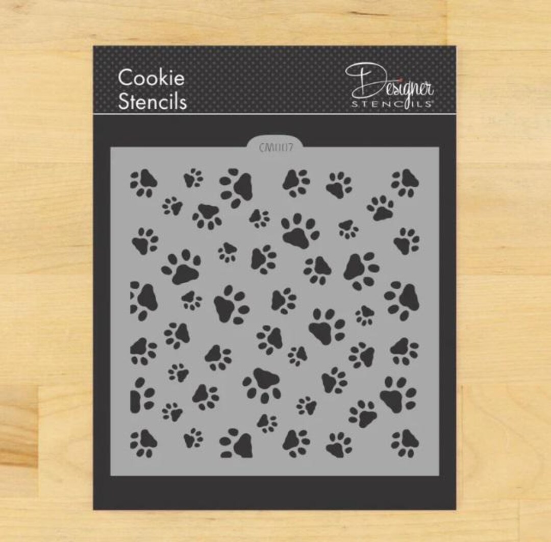 Mini Dog Paw Background Stencil - Etsy