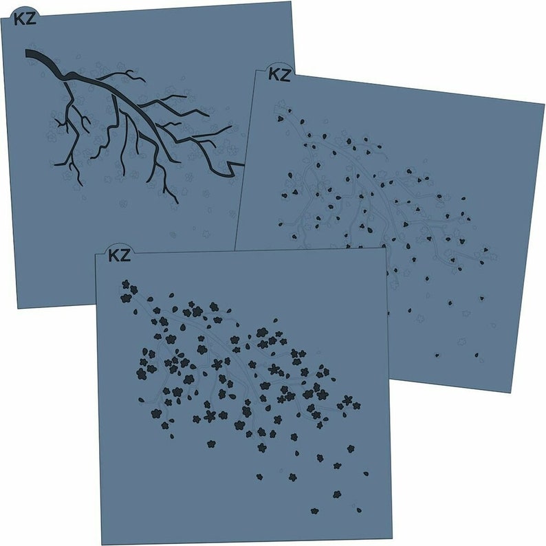 Cherry Blossom Branch Stencil 3 Pc - Etsy