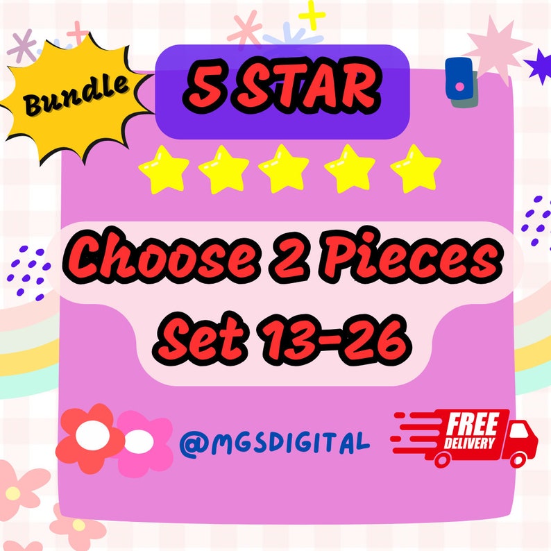 Mogo 5 Star Stickers Digital 2 Pieces Bundle Set 13-26 fast Delivery - Etsy