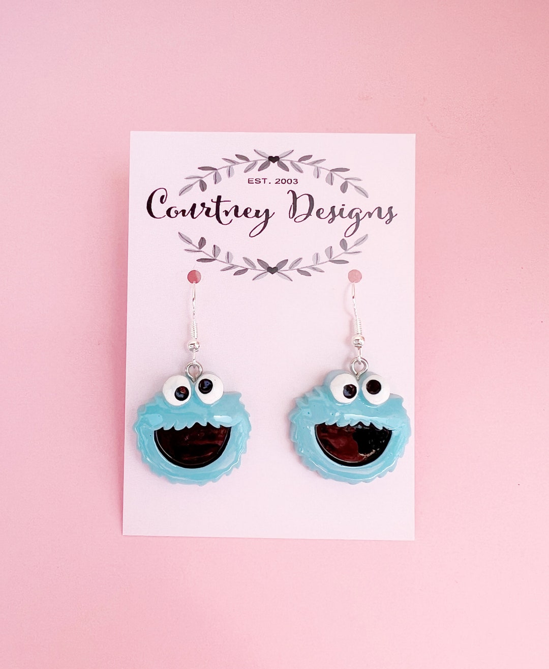 Sesame Street Inspired Cookie Monster Earrings Muppet Earrings - Etsy