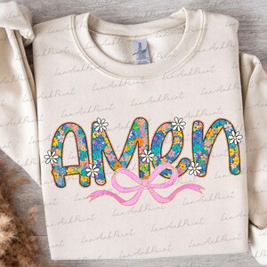 Amen Floral Glitter PNG, Floral Amen Png, Preppy Easter Png, Amen Png ...