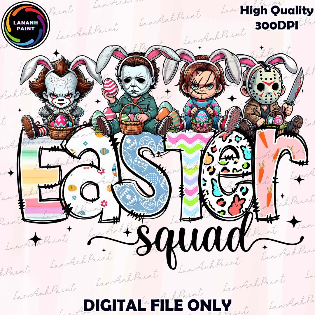 Funny Easter Png, Horror Movie Png, Killer Easter Squad Png, Horror ...