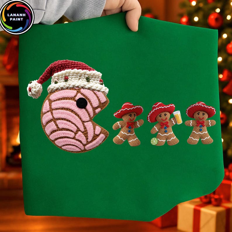 Mexican Christmas Crochet PNG, Retro Yarn Gingerbread Design, Girly ...
