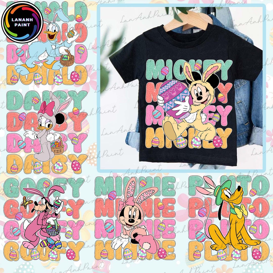 Retro Mouse and Friends Easter Png Bundle, Easter Bunny Png, Happy ...