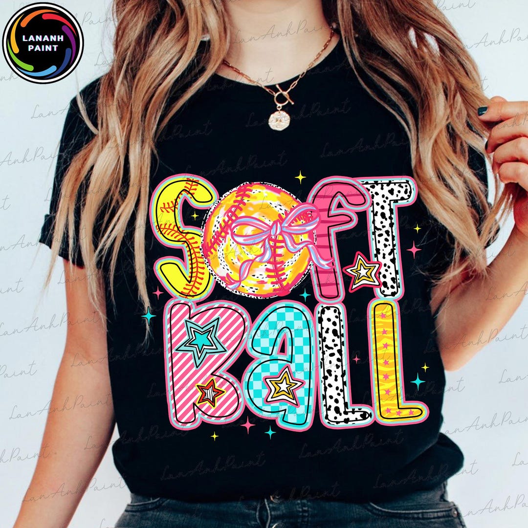 Softball Coquette Png, Brushstroke Softball Coquette Png, Softball Bow ...