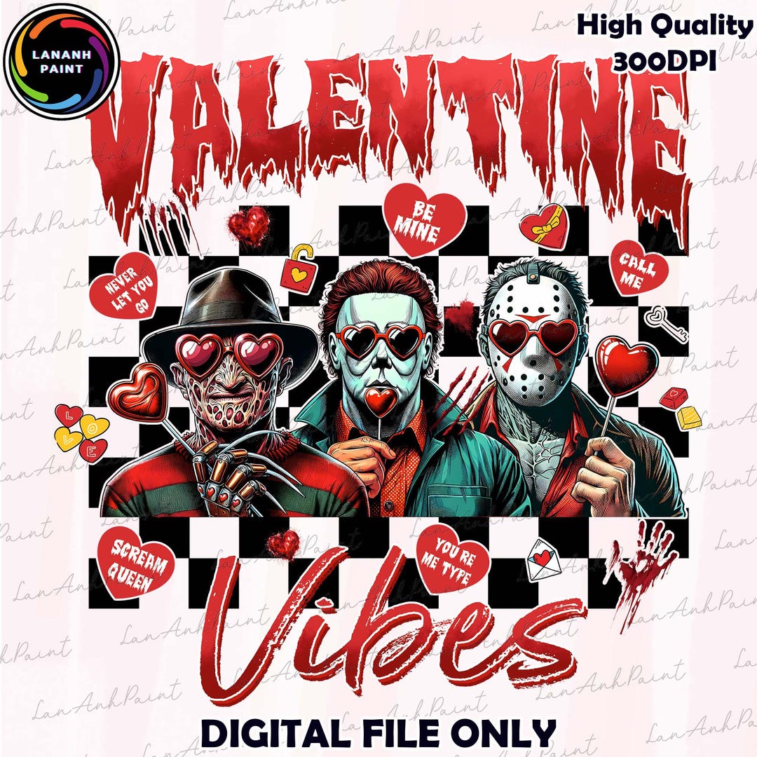 Valentine Vibes Png, Horror Characters Png, Pink Heart Valentine Horror ...
