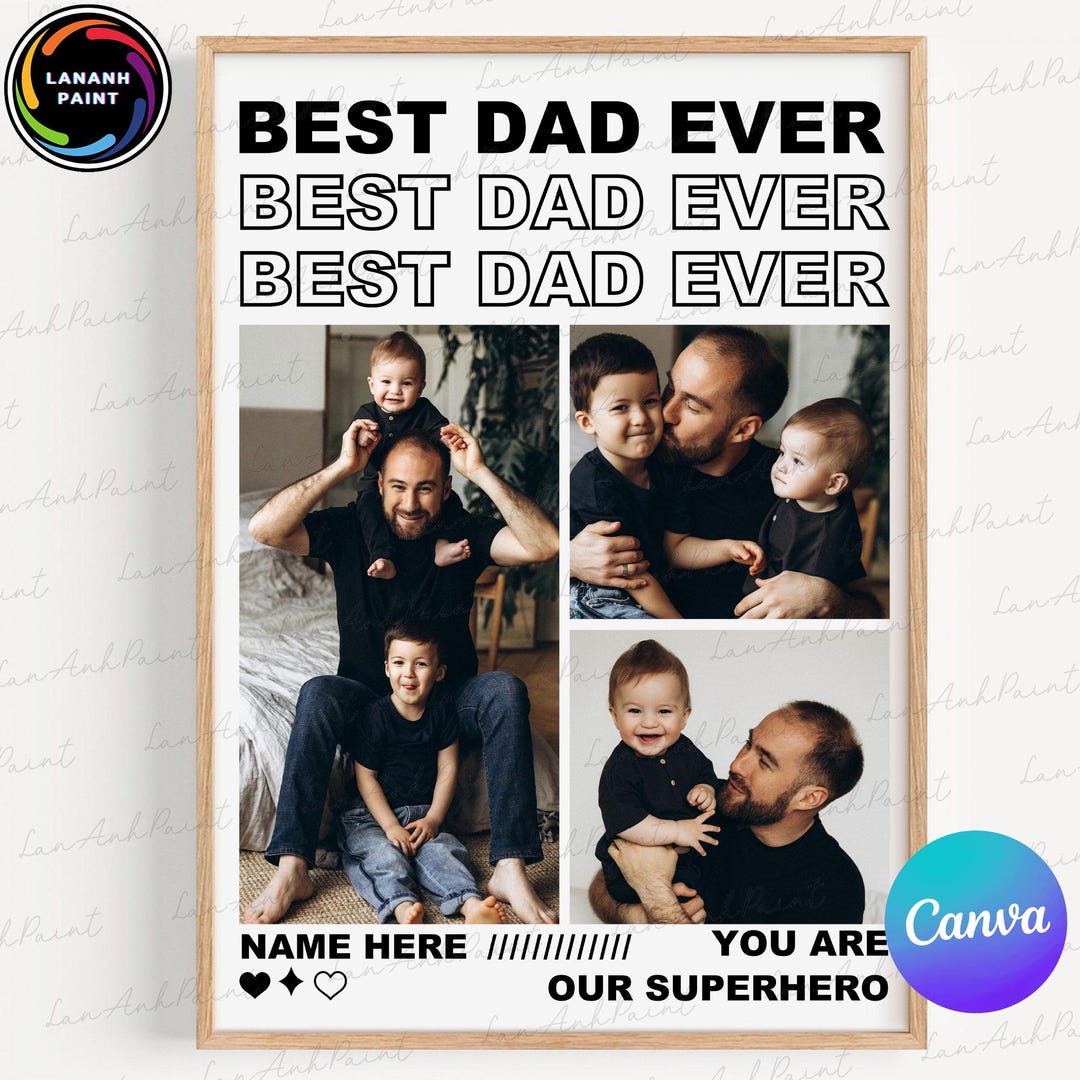 Customize Best Dad Ever Canva Template, Canva Editable Diy, Custom Name ...
