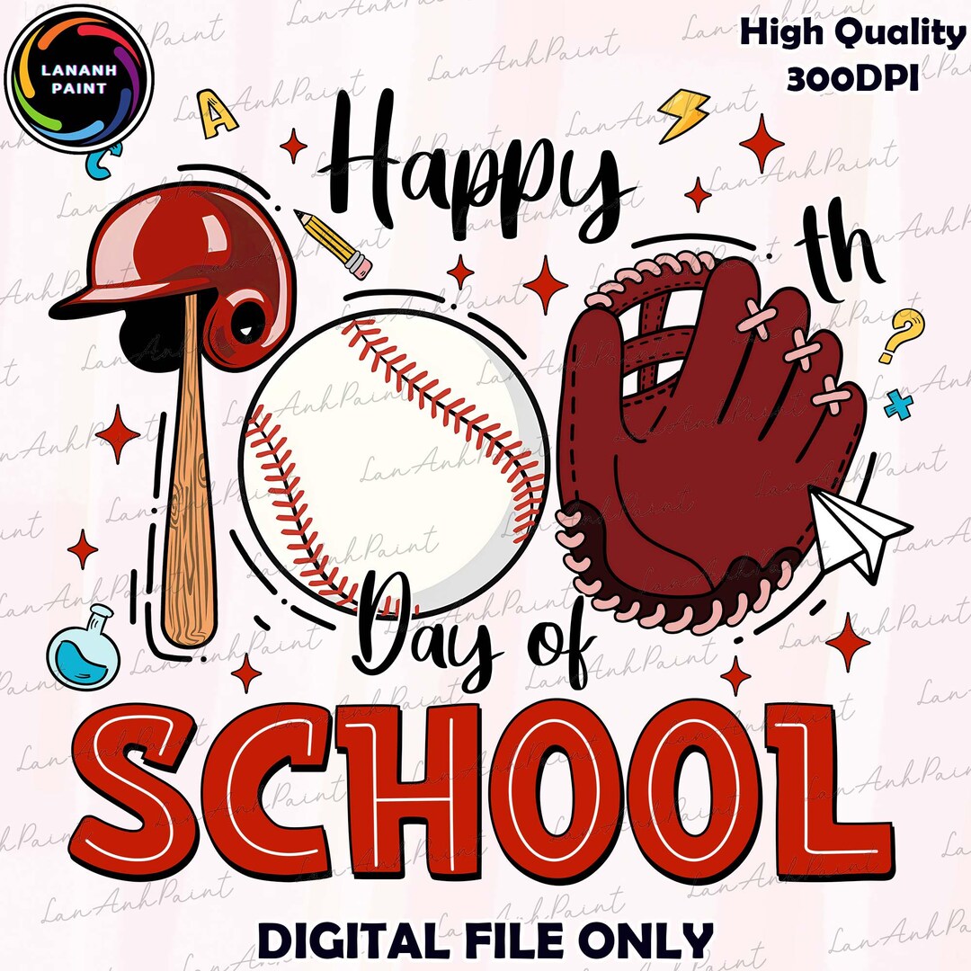 Retro 100 Day Png, 100 Days of School Baseball Png, Baseball Teacher ...
