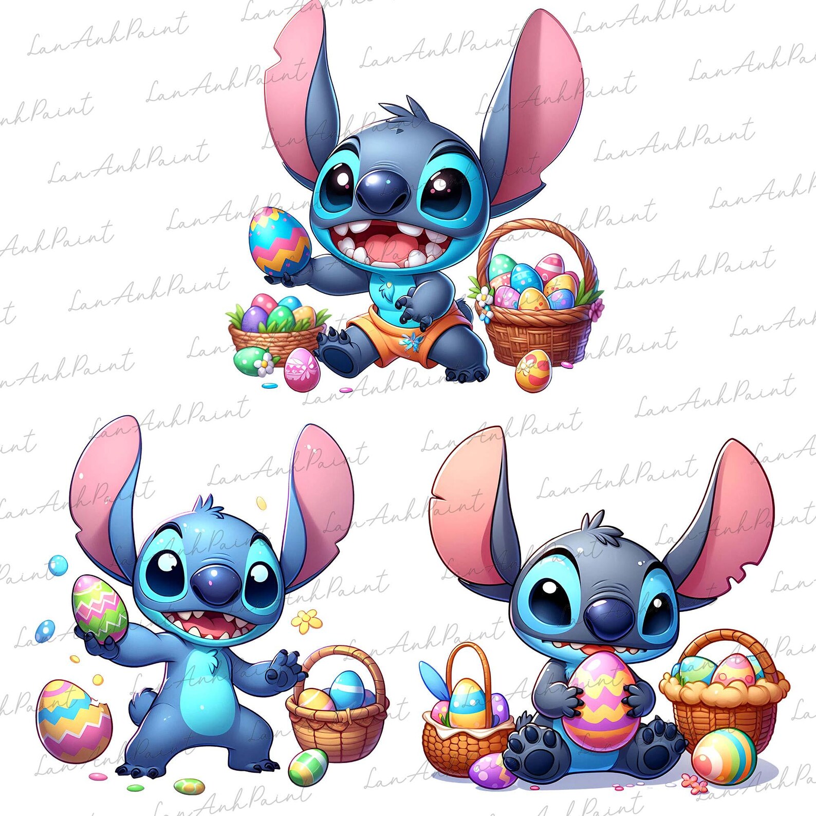 5 Oster Cartoon Png Bundle, Blaue Cartoon Ostern Png, Frohe Ostern Png ...
