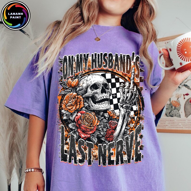 Retro Skeleton Halloween Wife Png, Trendy Skull and Flowers Png, Funny ...