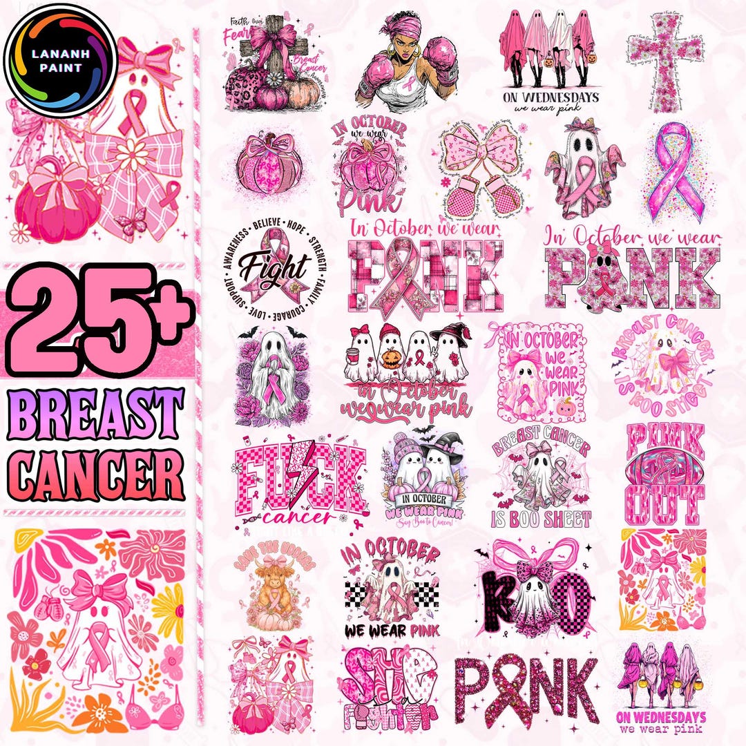 25+ Pink Ribbon PNG Bundle, Pink Boo Ghost Png, Tackle Breast Cancer ...