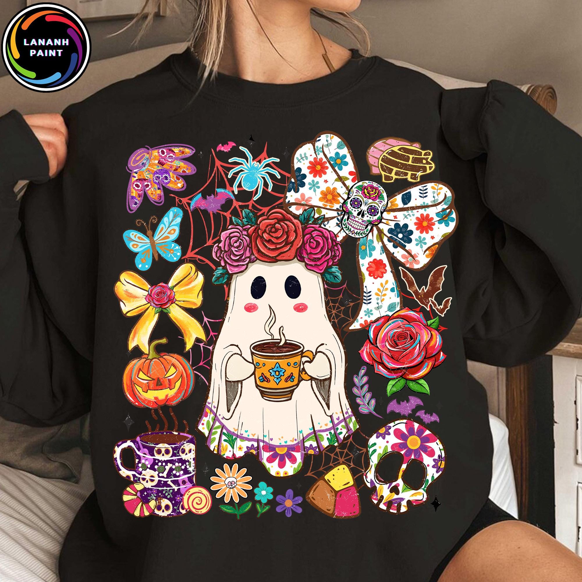 Halloween Ghost PNG, Spooky Conchas PNG, Pantasmas Pan Dulce Ghost ...