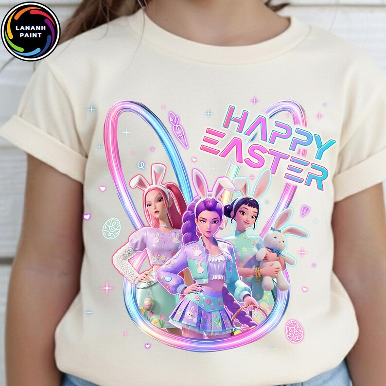Kpop Easter Day PNG, K-pop Cartoon Girl Band, Easter Anime Girl Group ...