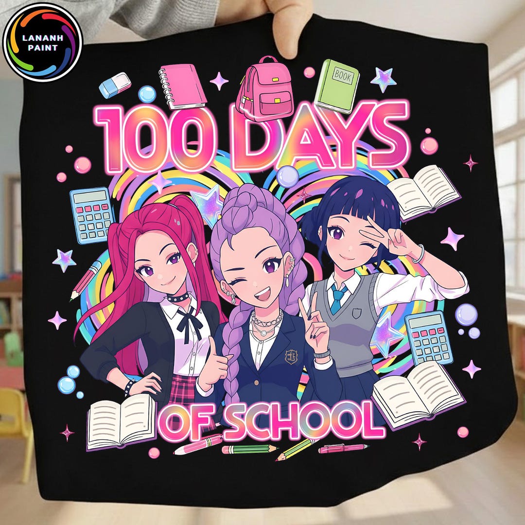 100 Days of School PNG, 100 Days Smarter Cartoon PNG, Girl Band Pop ...
