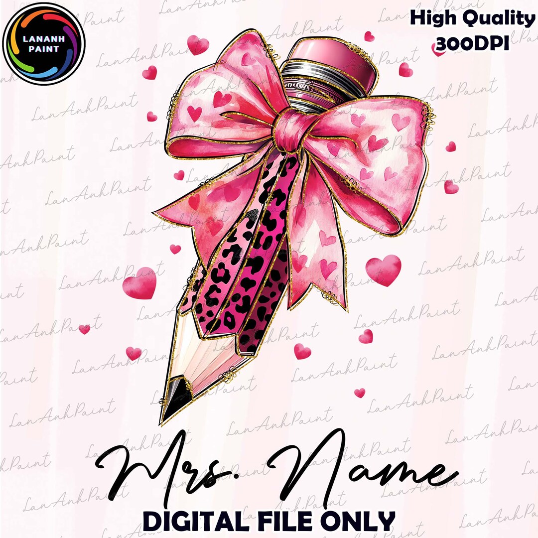 Custom Valentine Teacher Heart Png, Teacher Pencil Png, Custom Teacher ...