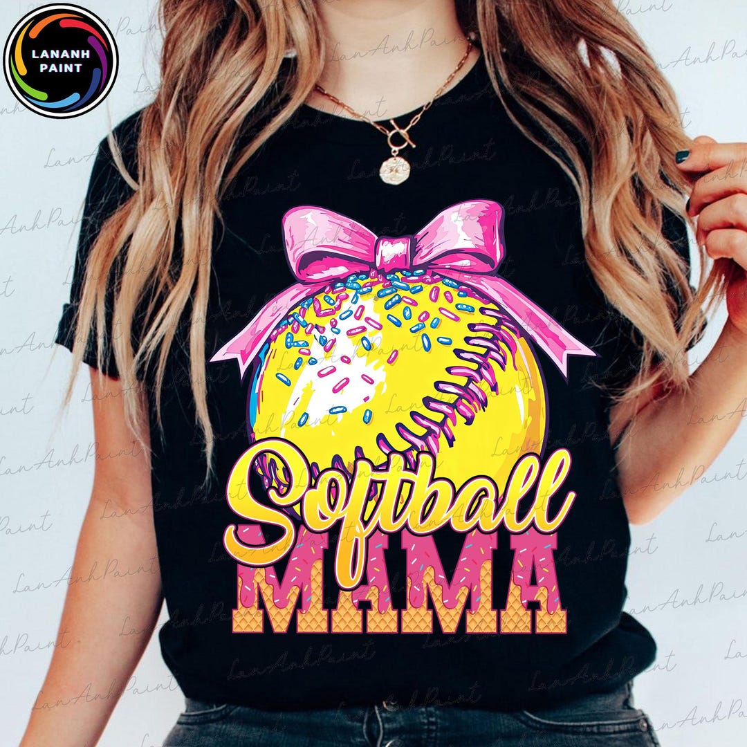 Softball Mama Drip Png, Mama Softball Png, Softball Ice Cream Drip Png ...
