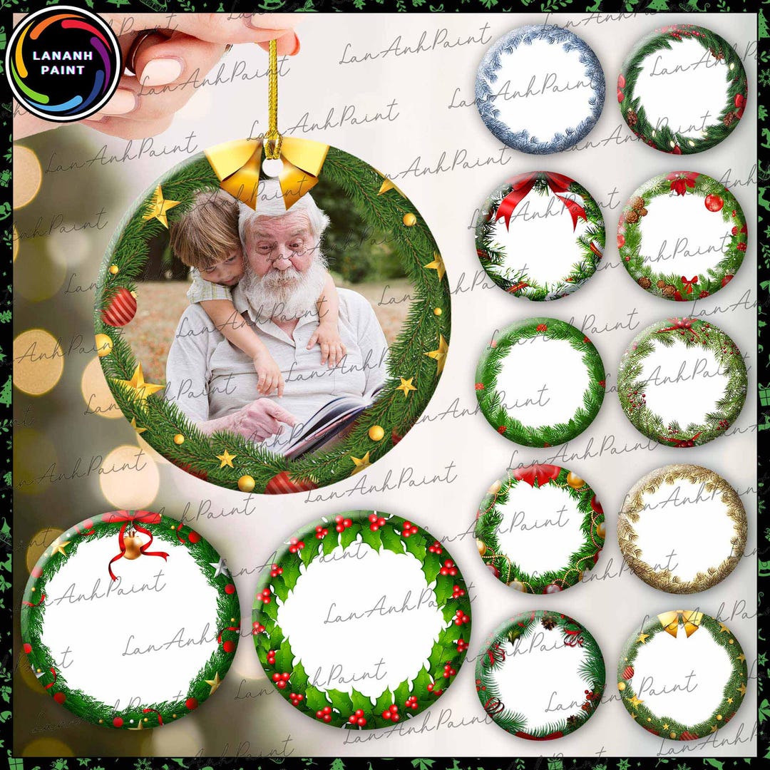 Christmas Photo Ornament Png, Custom Photo Ornament Canva Template ...